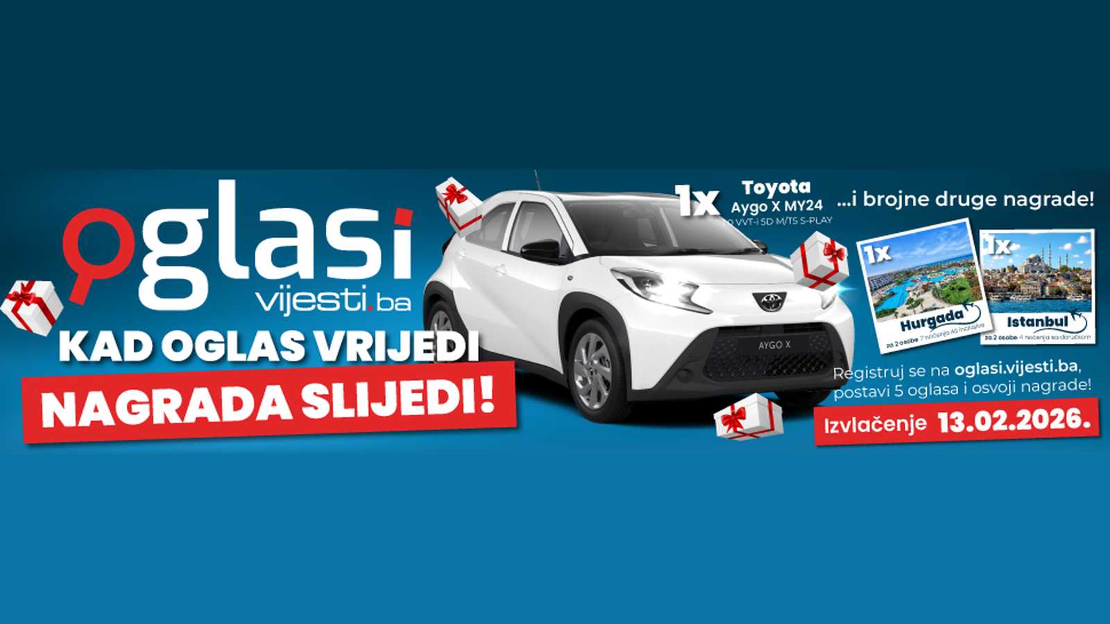 Nagradna igra Vijesti.ba Oglasi: Osvoji automobil Toyota Aygo